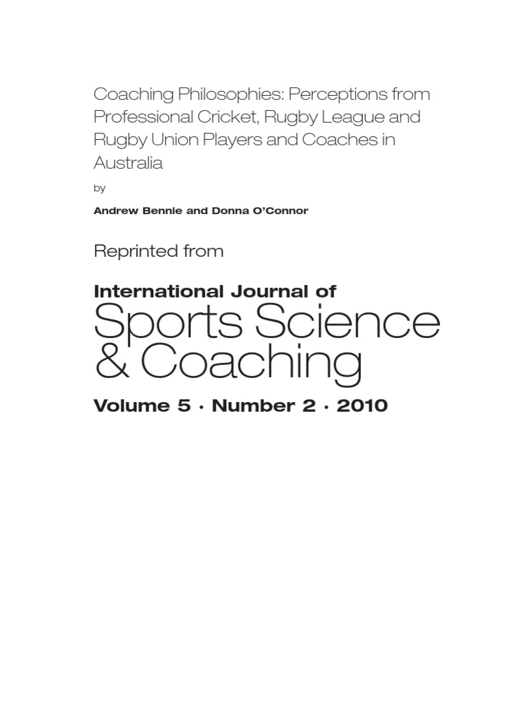 Coaching Philosophies - Perceptions From Professional Cricket, Rugby League and Rugby Union ...