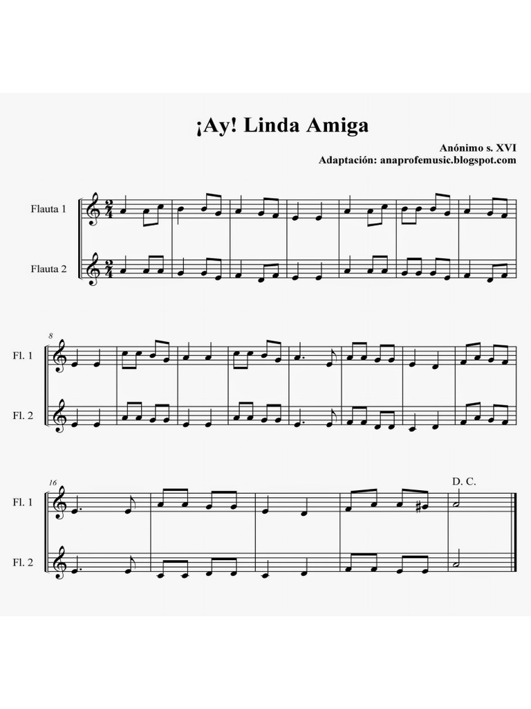 Flauta Ay Linda Amiga Renacimiento Pdf