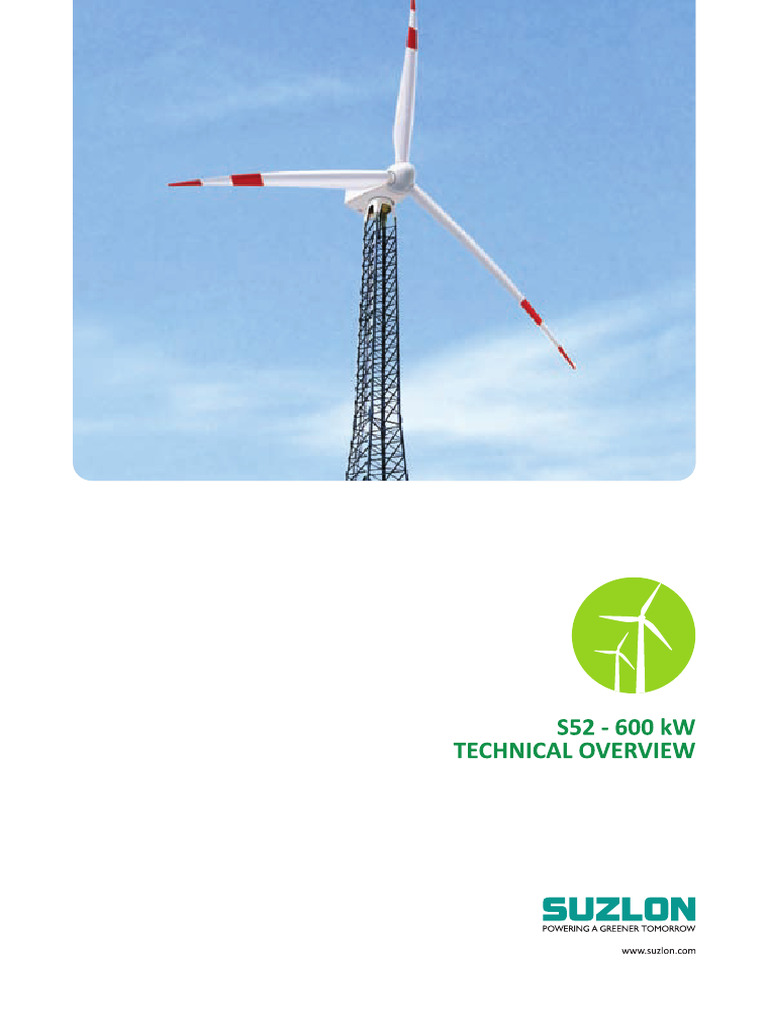 Suzlon S52 - 600 kW Wind Turbine Overview | PDF | Wind Turbine ...