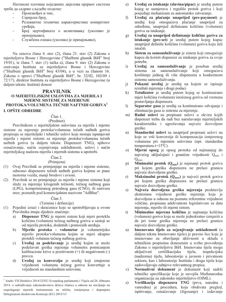 Pravilnik Mjernim Sistemima | PDF