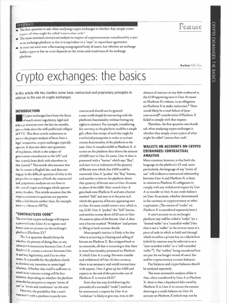 Crypto Exchanges - The Basics | PDF | Cryptocurrency | Banks