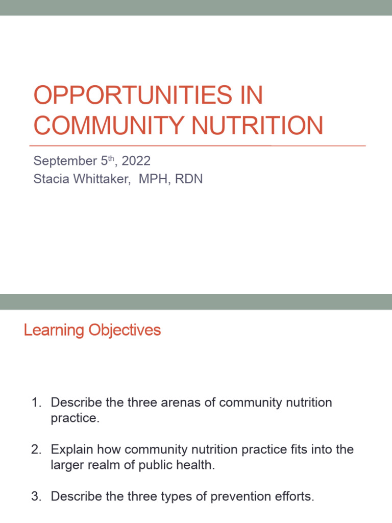Chapter 1O Opportunities in Community Nutrition | PDF | Preventive ...
