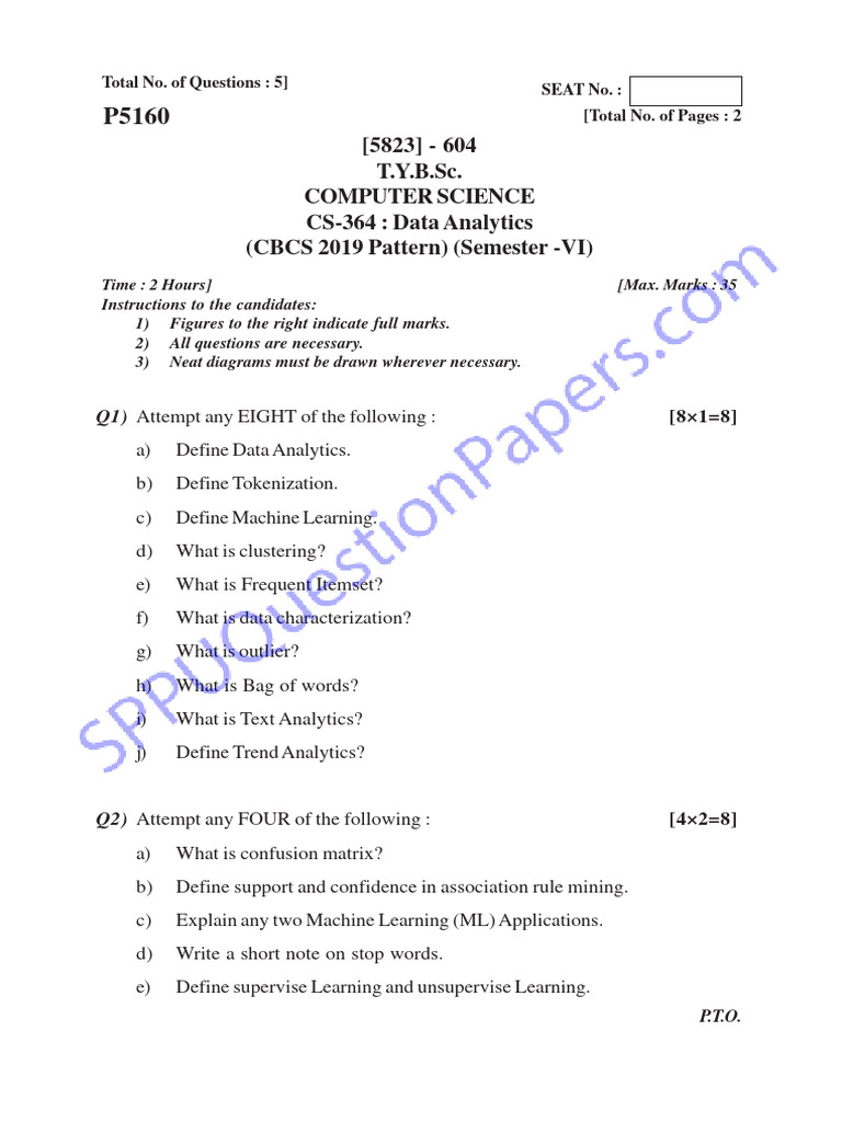 BSC - Computer Science Cs - Semester 6 - 2022 - April - Data Analytics 2019 Pattern | PDF ...