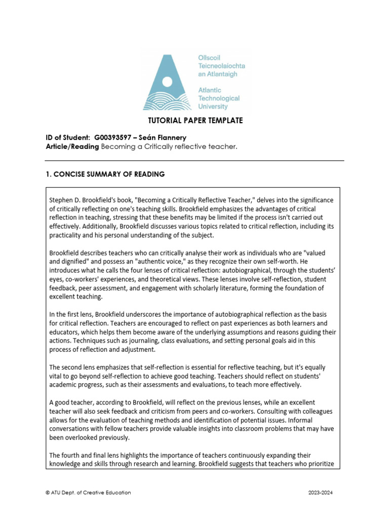 Tutorial Paper 2 g00393597 | PDF | Teachers | Learning