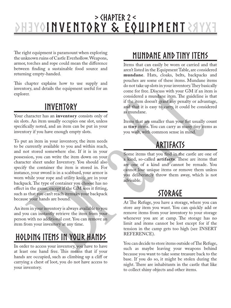 Inventory and Equipment v1.1 | PDF