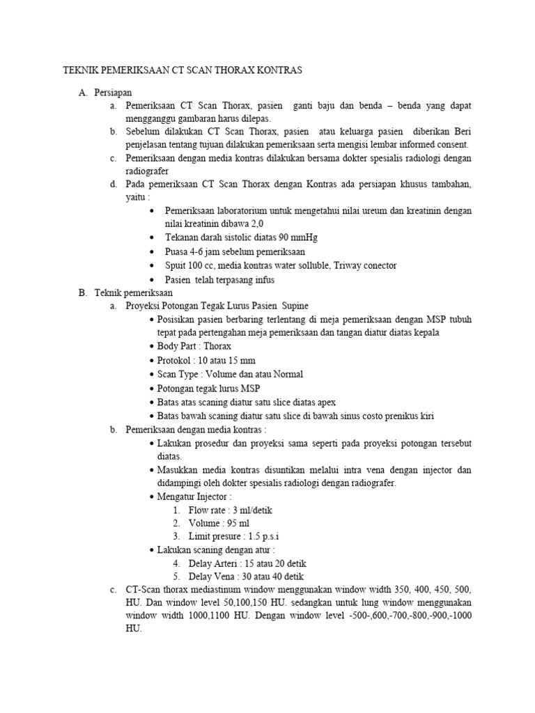Panduan CT Scan Thorax Kontras | PDF