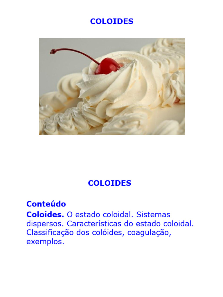 Entendendo os Coloides e Suas Propriedades | PDF | Coloide | Mistura
