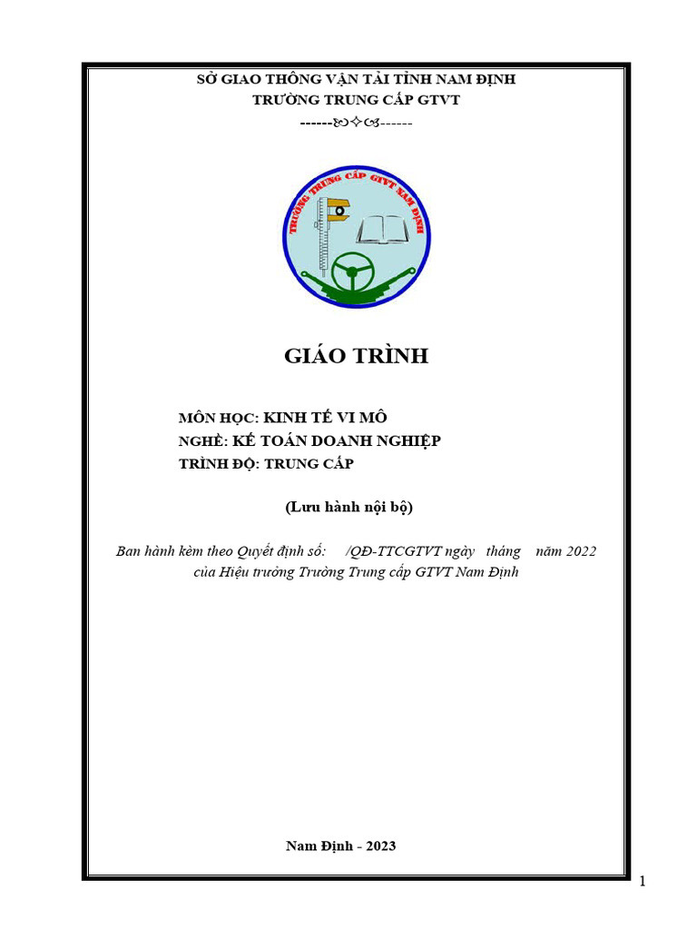 MH09. kinh tế vi mô | PDF