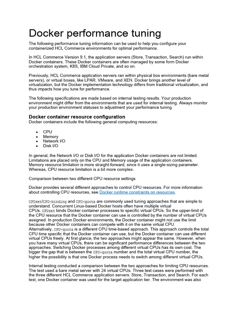 Docker Performance Tuning Pdf Central Processing Unit Process Computing