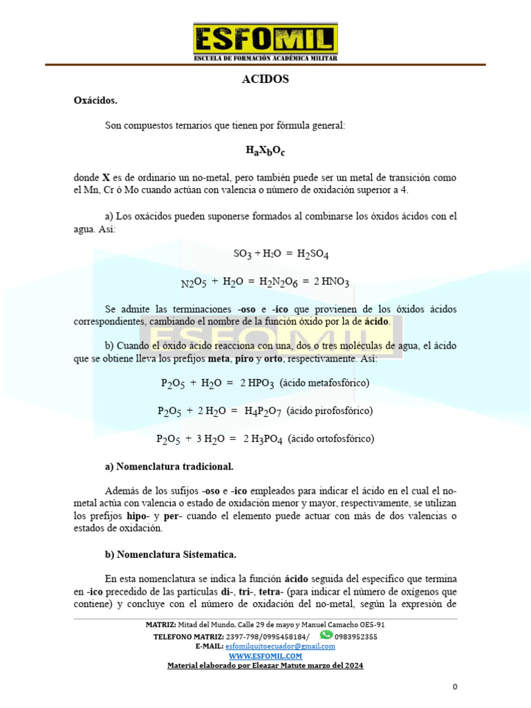 ACIDOS | PDF | Química Inorgánica | Materiales