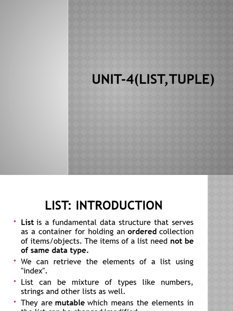 Unit4list | PDF | Computer Programming | Computer Science Unit4list | PDF | Computer Programming | Computer Science