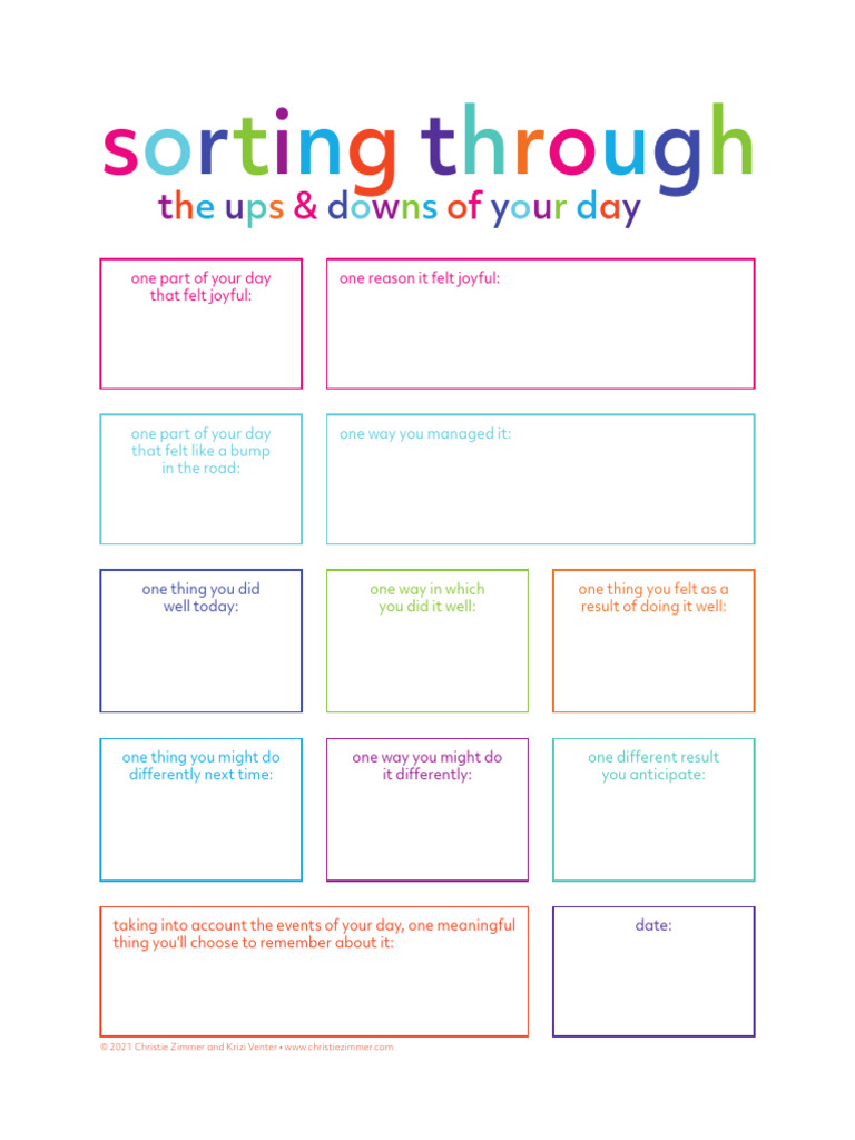 Sorting Through The Ups and Downs of Your Day by Christie Zimmer and ...