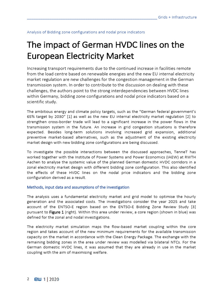 The Impact of German HVDC Lines On The European Electricity Market ...