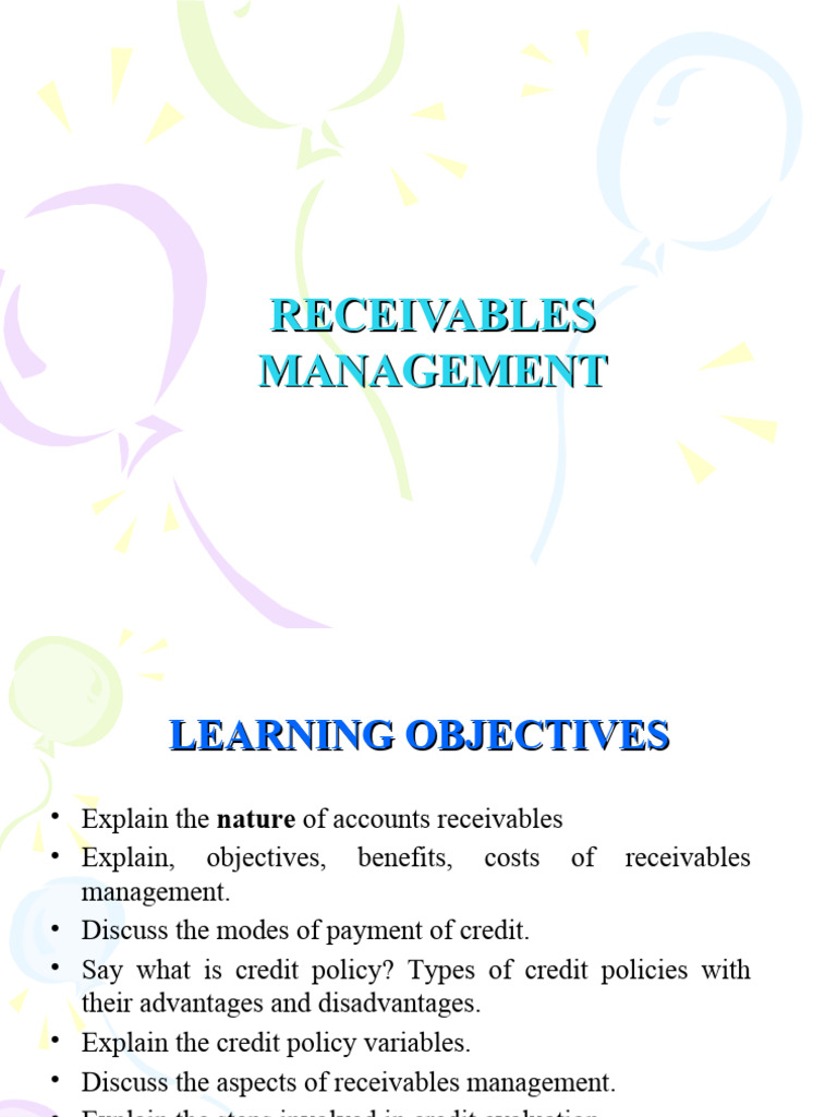 Receivable Management | PDF | Discounting | Credit