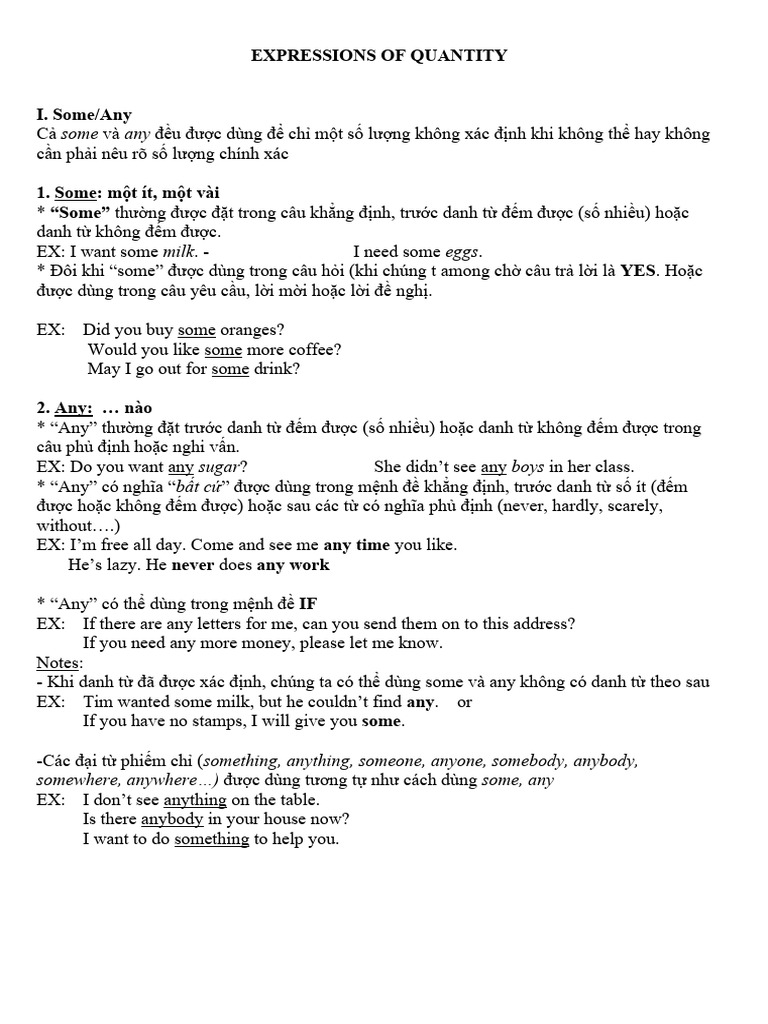 EXPRESSIONS OF QUANTITYFull | PDF