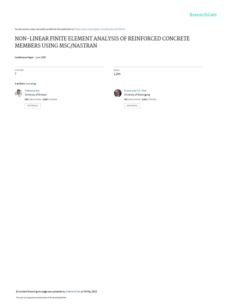 Non-Linear Finite Element Analysis of Reinforced C | PDF | Deformation (Engineering) | Yield ...