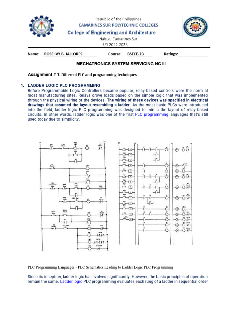 Mecha Assignment (1) | PDF | Programmable Logic Controller | Computer Programming