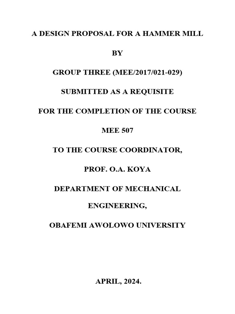 Design and Evaluation of An Hammer Mill | PDF | Mill (Grinding) | Belt ...