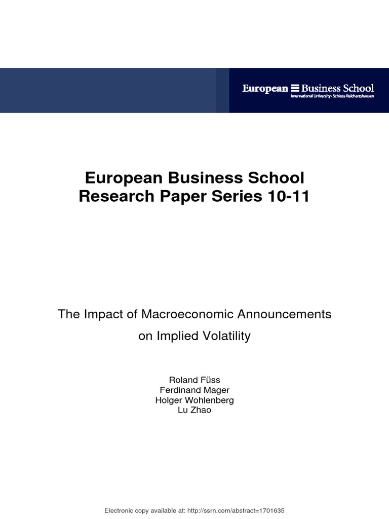Macroeconomic Impact On Volatility Pdf Vix Volatility Finance