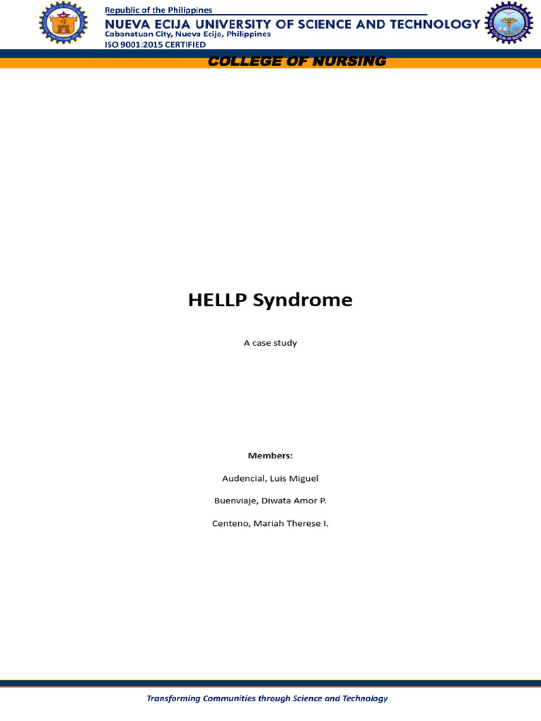 Hellp Syndrome Bsn 2a Pjgmrmc Case Study | PDF | Hypertension | Medical Specialties
