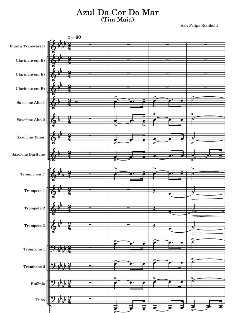 Azul Da Cor Do Mar Tim Maia | PDF | Elementary Organology | Jazz