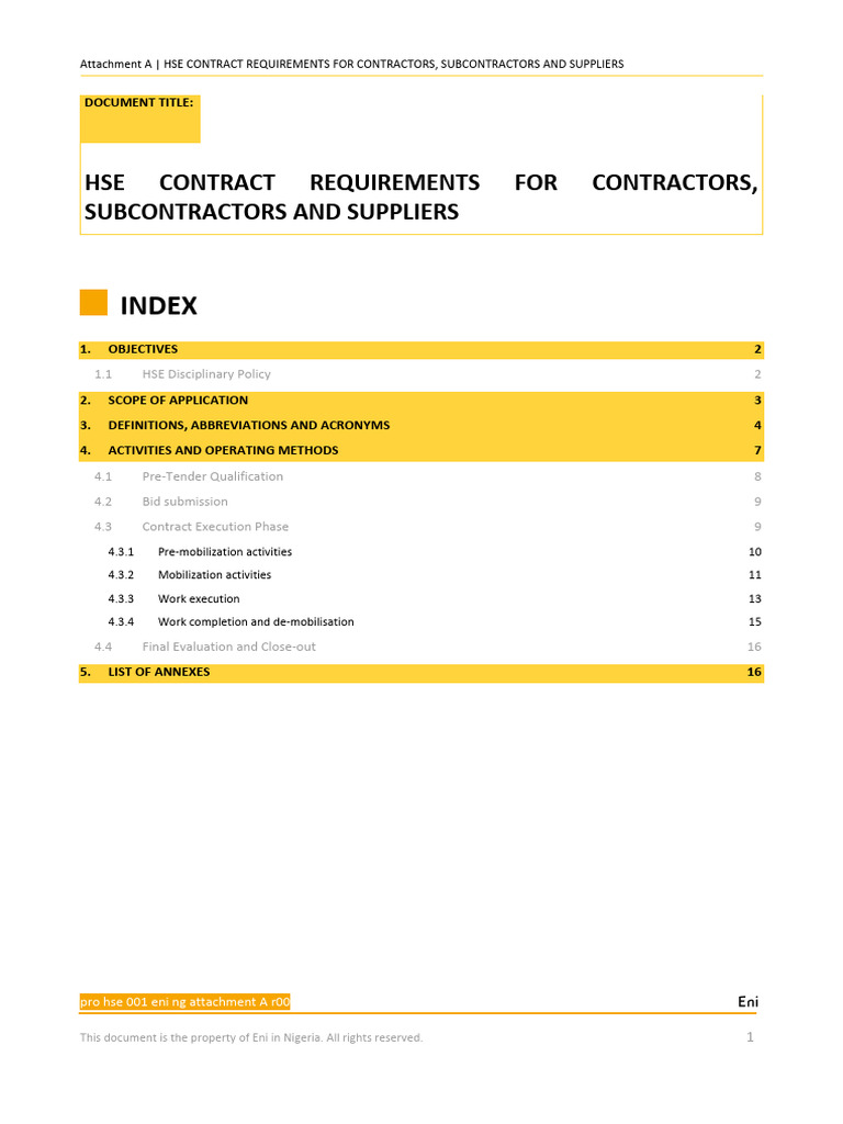 HSE Requirements for Contractors in Nigeria | PDF | General Contractor ...