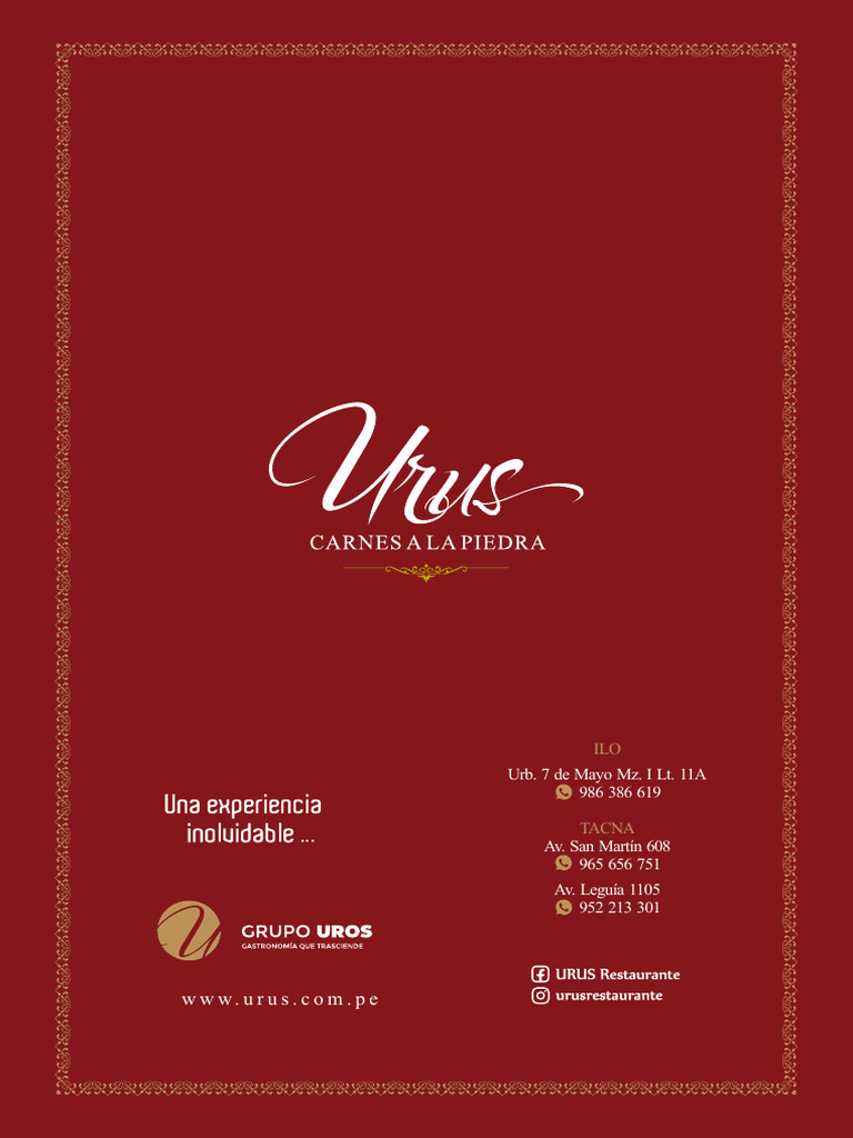 Carta del Restaurante Urus en Tacna | PDF | filete | Cocina occidental
