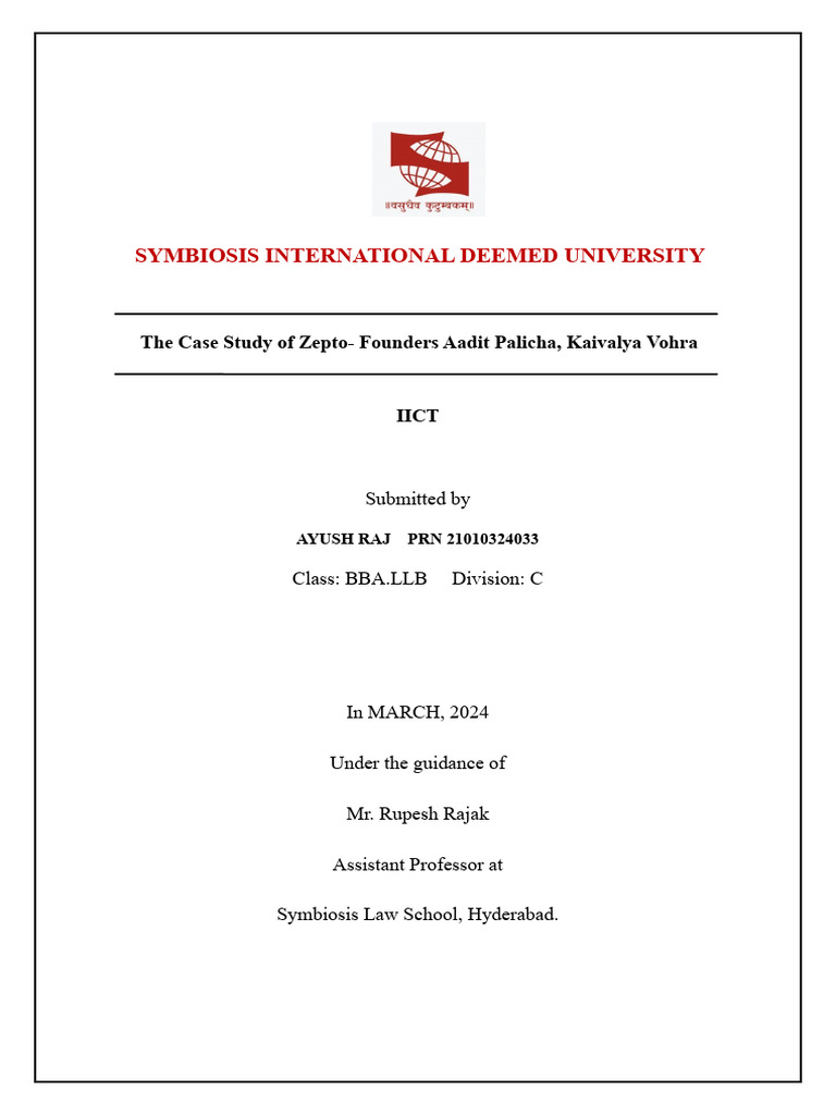 Case Study of Zepto | PDF | Entrepreneurship | E Commerce