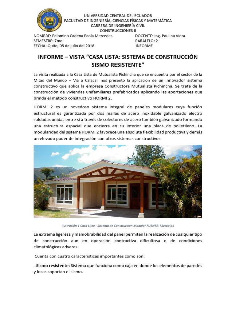 Deber #13 Casa Lista | PDF | Aislamiento térmico | Hormigón