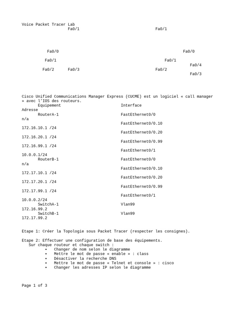 OK Lab Cisco VoIP Etapes PDF | PDF | Adresse IP | Voix sur IP