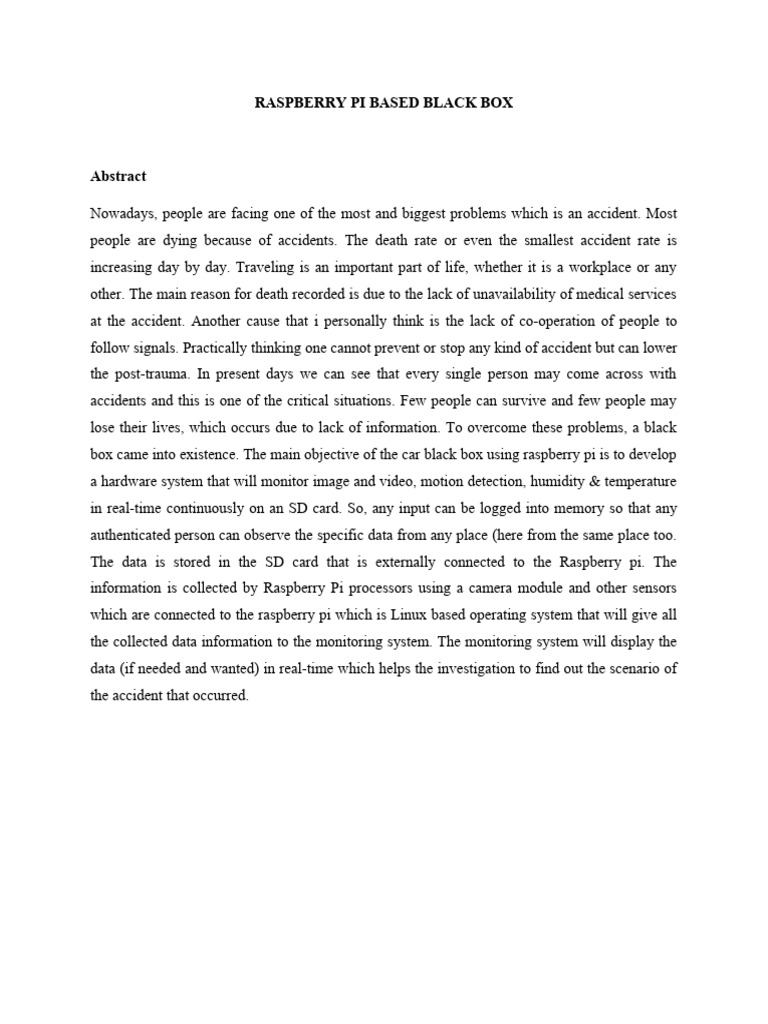 Raspberry Pi Based Black Box 2 | PDF | Raspberry Pi | Embedded System