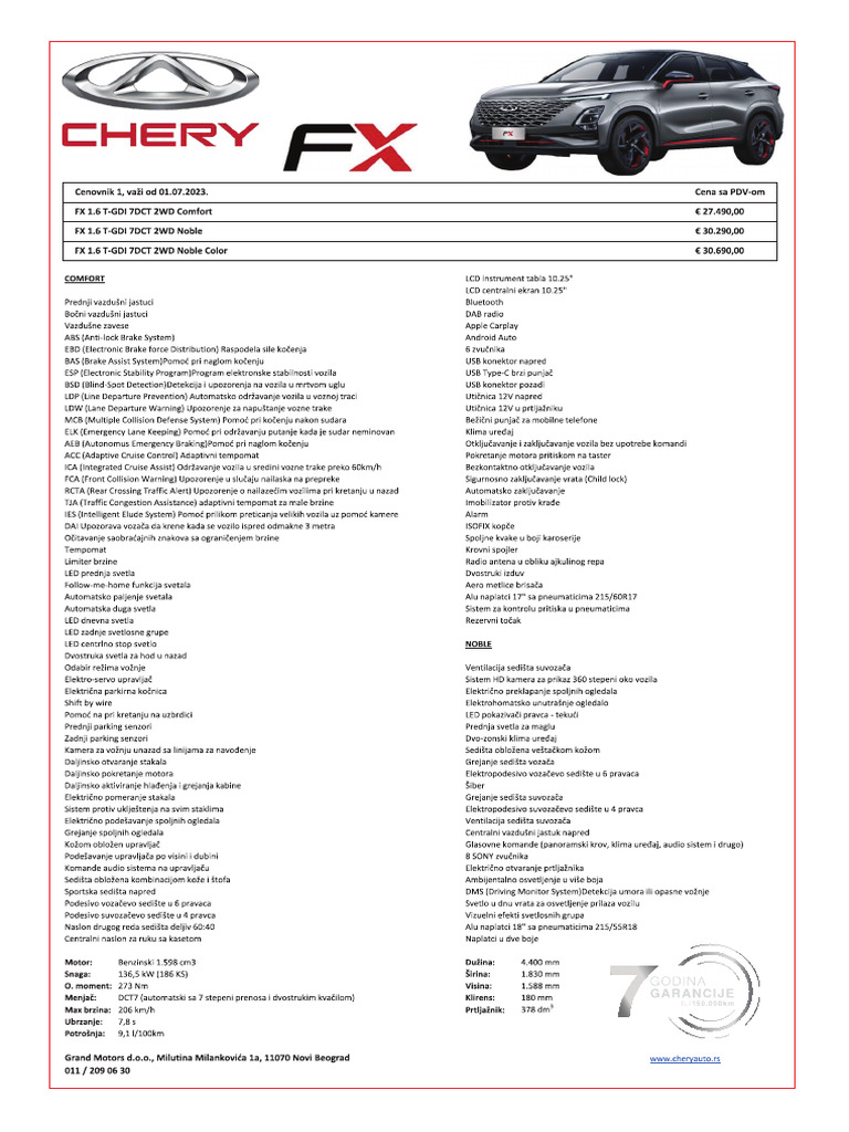 Chery Fx-Cenovnik | PDF