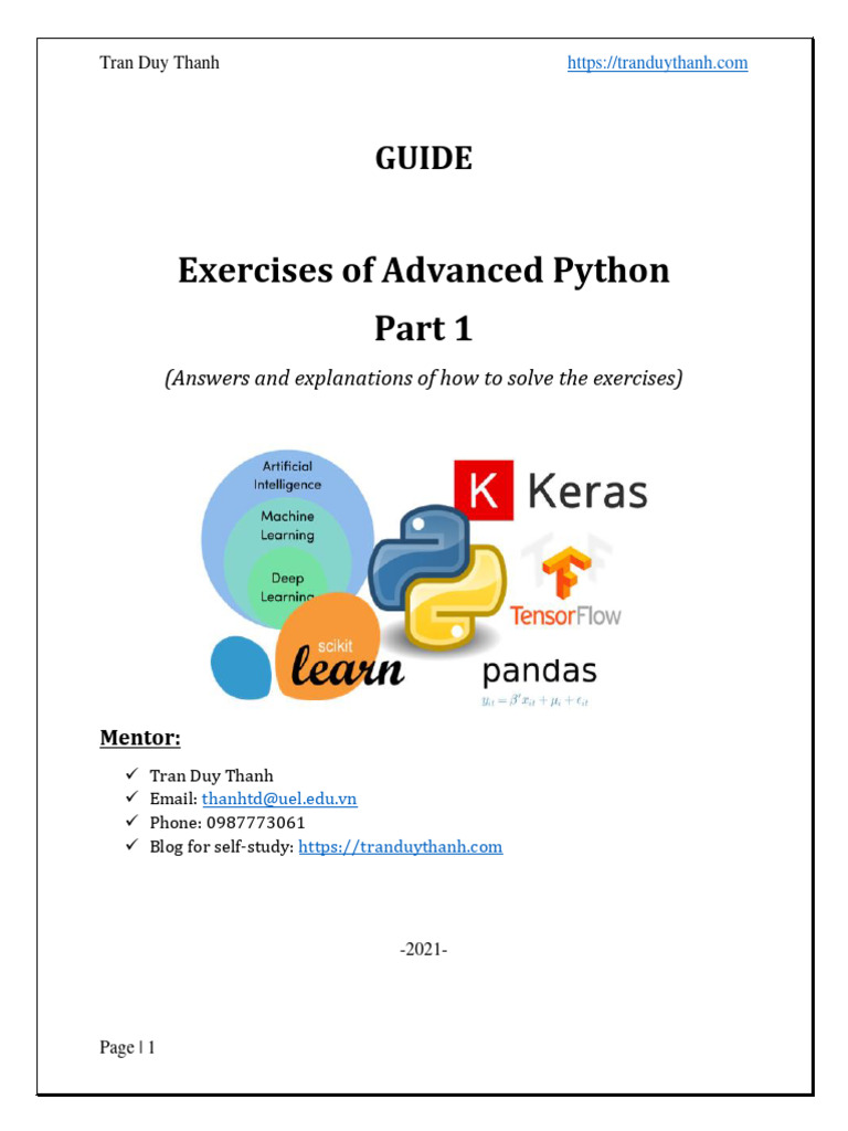 Exercise Guide AdvancedPython Part 1 | PDF | Computer Programming | Computer Program