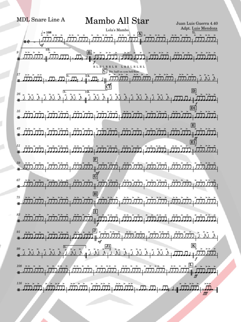 Mambo All Star-MDL - Snare - Line - A - Watermark | PDF