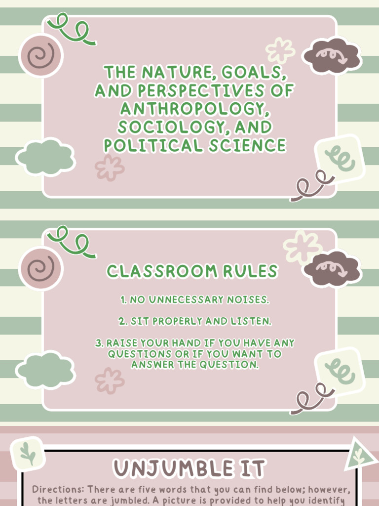 Nature, Goals, Perspectives of Anthro, Socio, and PS - UCSP11 ...