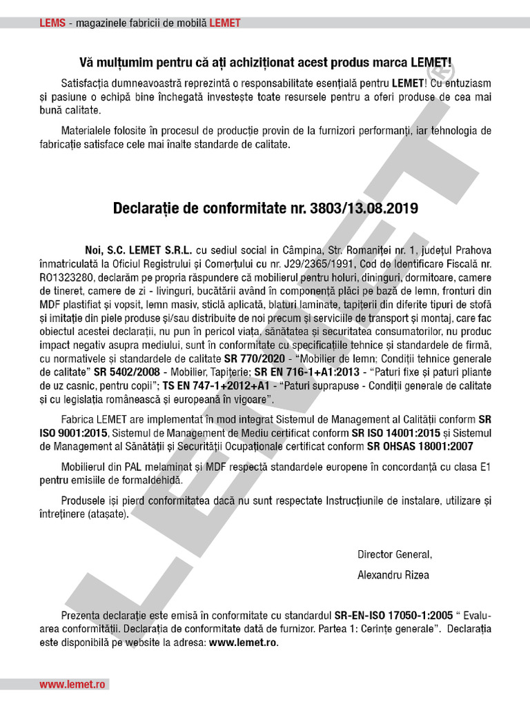 Declaratie Conformitate | PDF