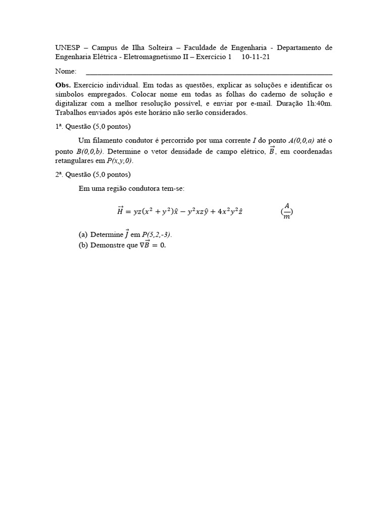 Exercício1 2s 2021 | PDF