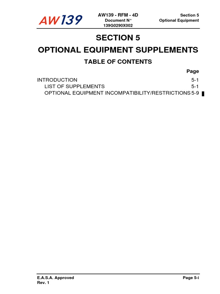 5-1 List of Supplements 5-1 Optional Equipment Incompatibility/Restrictions 5-9 | Download Free ...