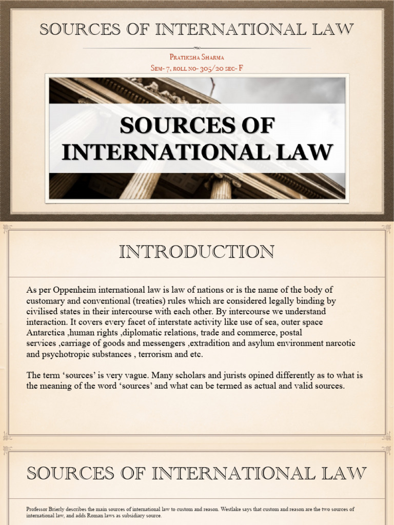 Sources of International Law: Pratiksha Sharma Sem-7, Roll No - 305/20 ...