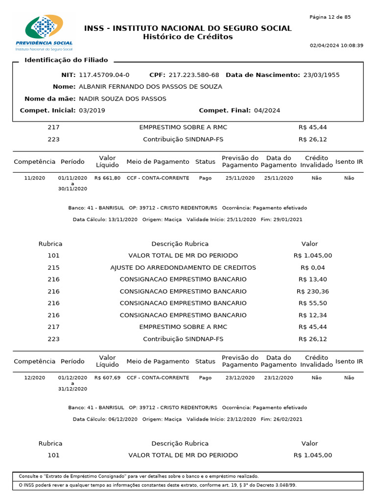 Albanir Fernando Dos Passos de Souza Sindap-Fs 1 | PDF | Empréstimos ...