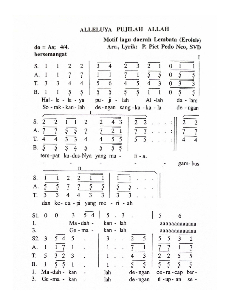 Alleluyah Pujlah Allah-P. Piet Pedo Neo, SVD | PDF