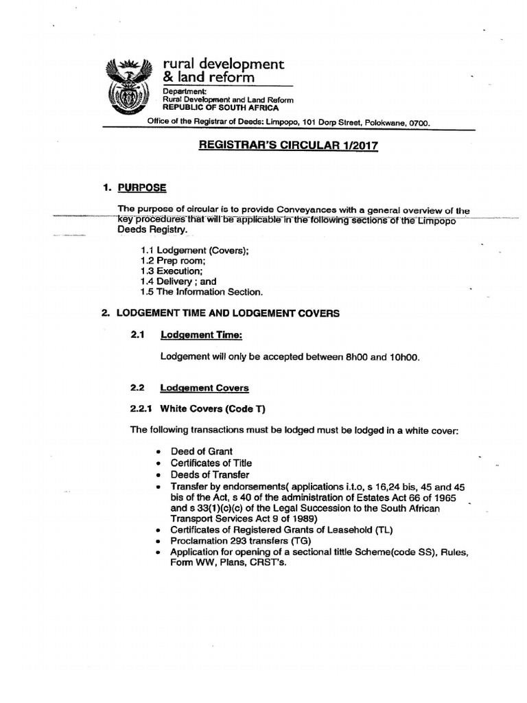 Limpopo Registrar's Circular No 1 of 2017 | PDF