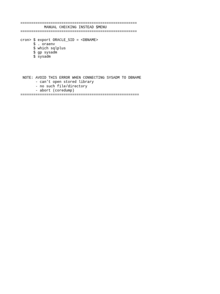 Manual Checking Instead Menu | PDF
