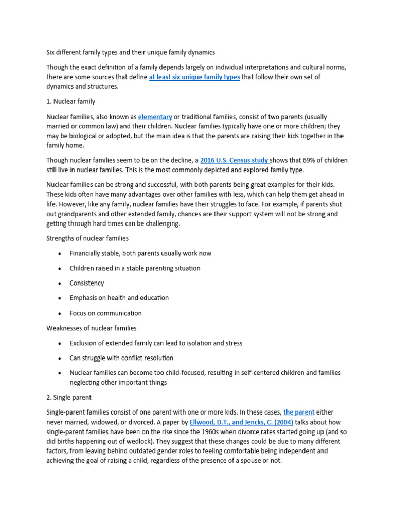 Family Types | PDF | Family | Stepfamily