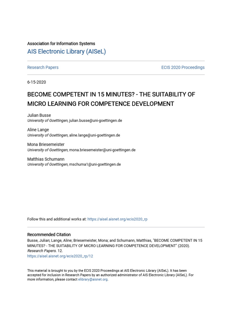 Become Competent in 15 Minutes - The Suitability of Micro Learn | PDF ...