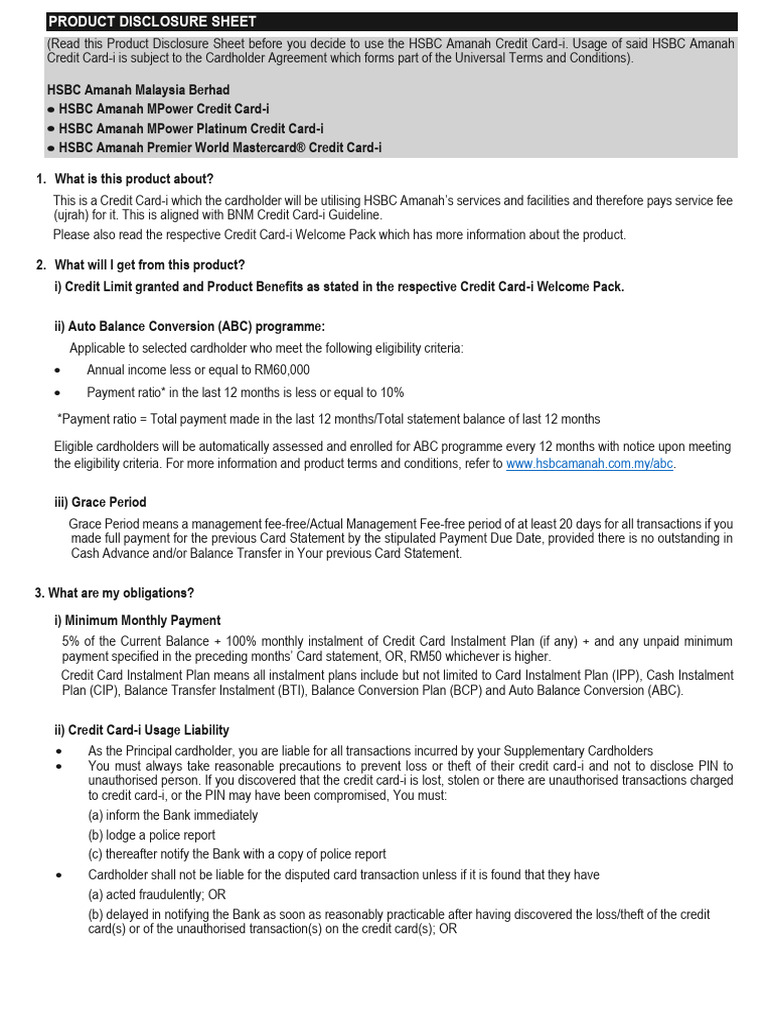Credit Card Product Disclosure | PDF | Credit Card | Payments