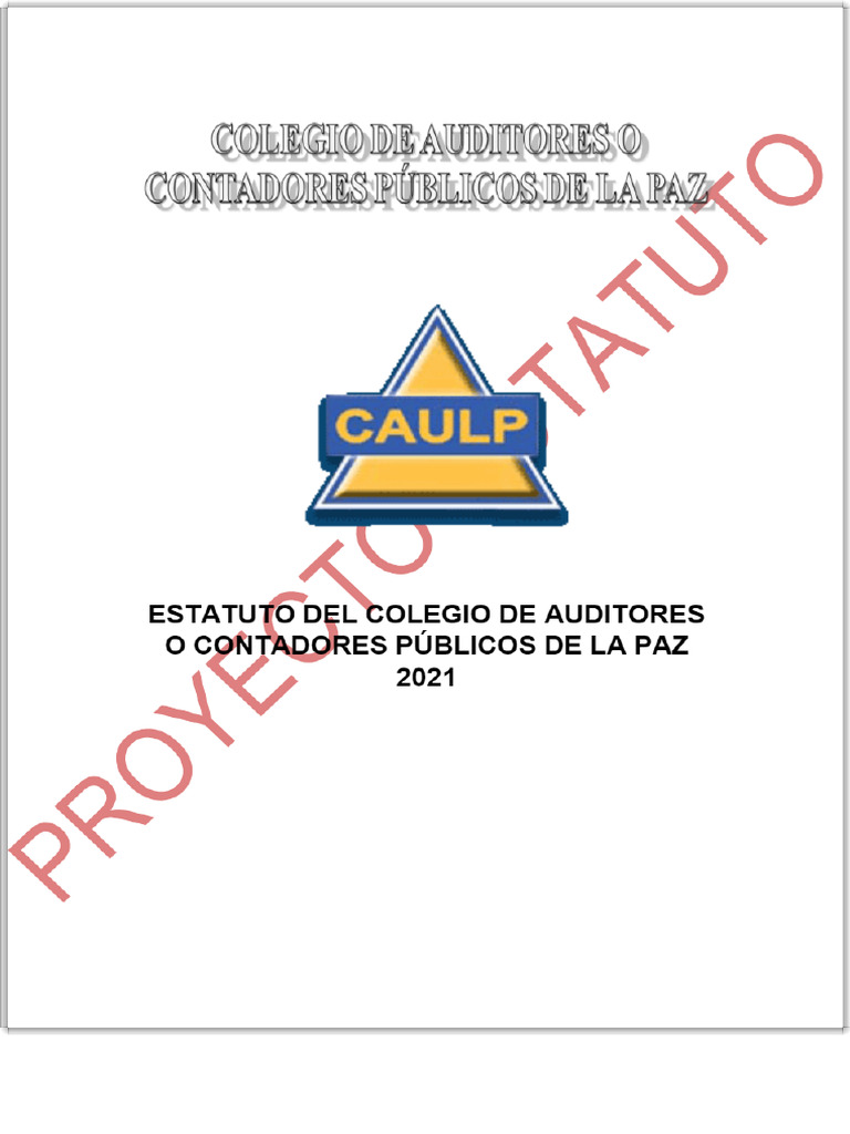 ESTATUTO DEL COLEGIO DE AUDITORES O CONTADORES PÚBLICOS DE LA PAZ PDF | PDF