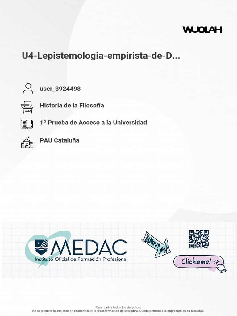Wuolah Free U4 Lepistemologia Empirista de David Hume | PDF