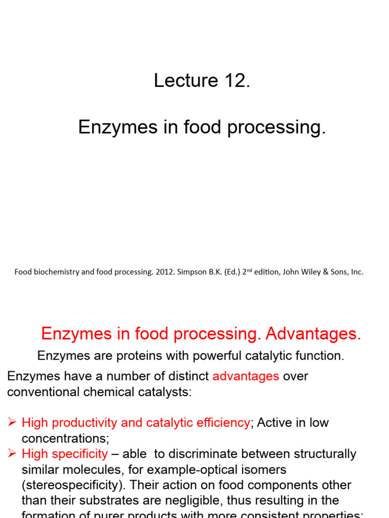 L12 Enzymes in Food Processing | PDF | Starch | Glucose