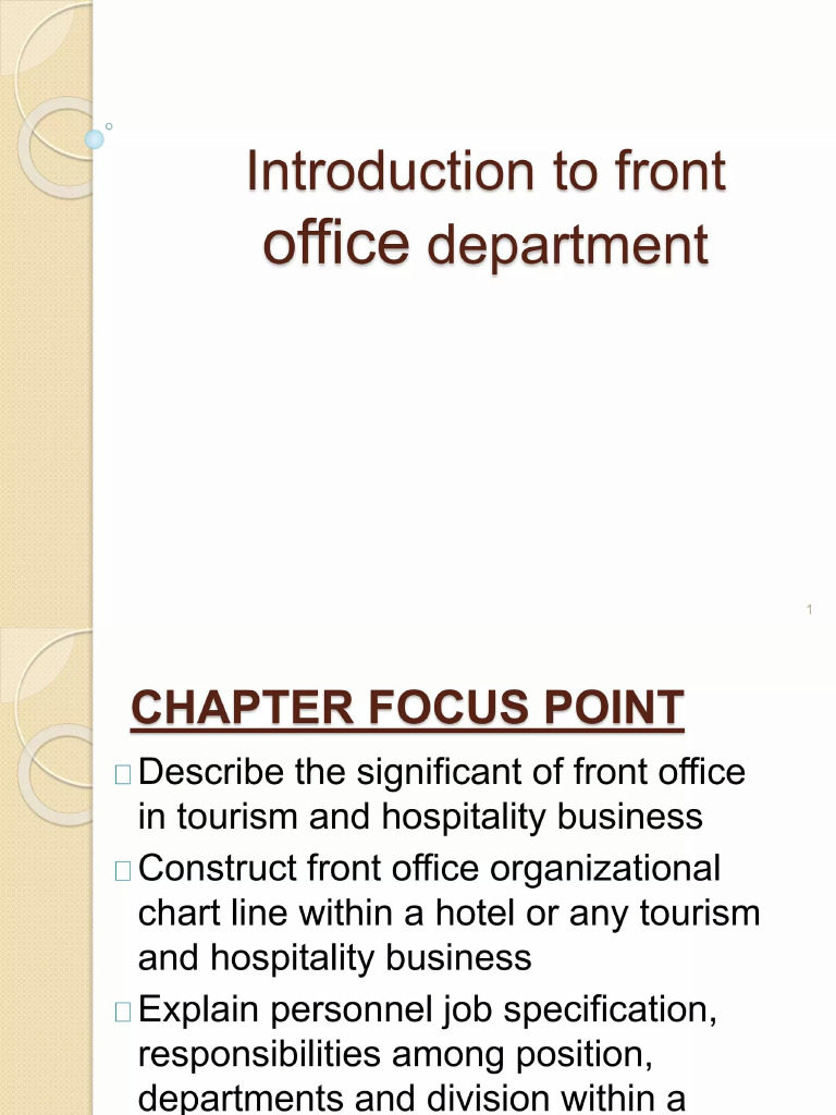 INTRODUCTION TO FRONT OFFICE | PDF
